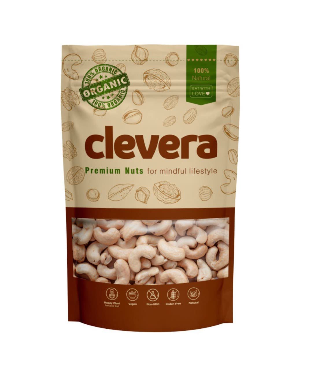 Clevera Organic Whole Cashews 12 Ounces - Fresh - Raw -Kosher - HACCP ...