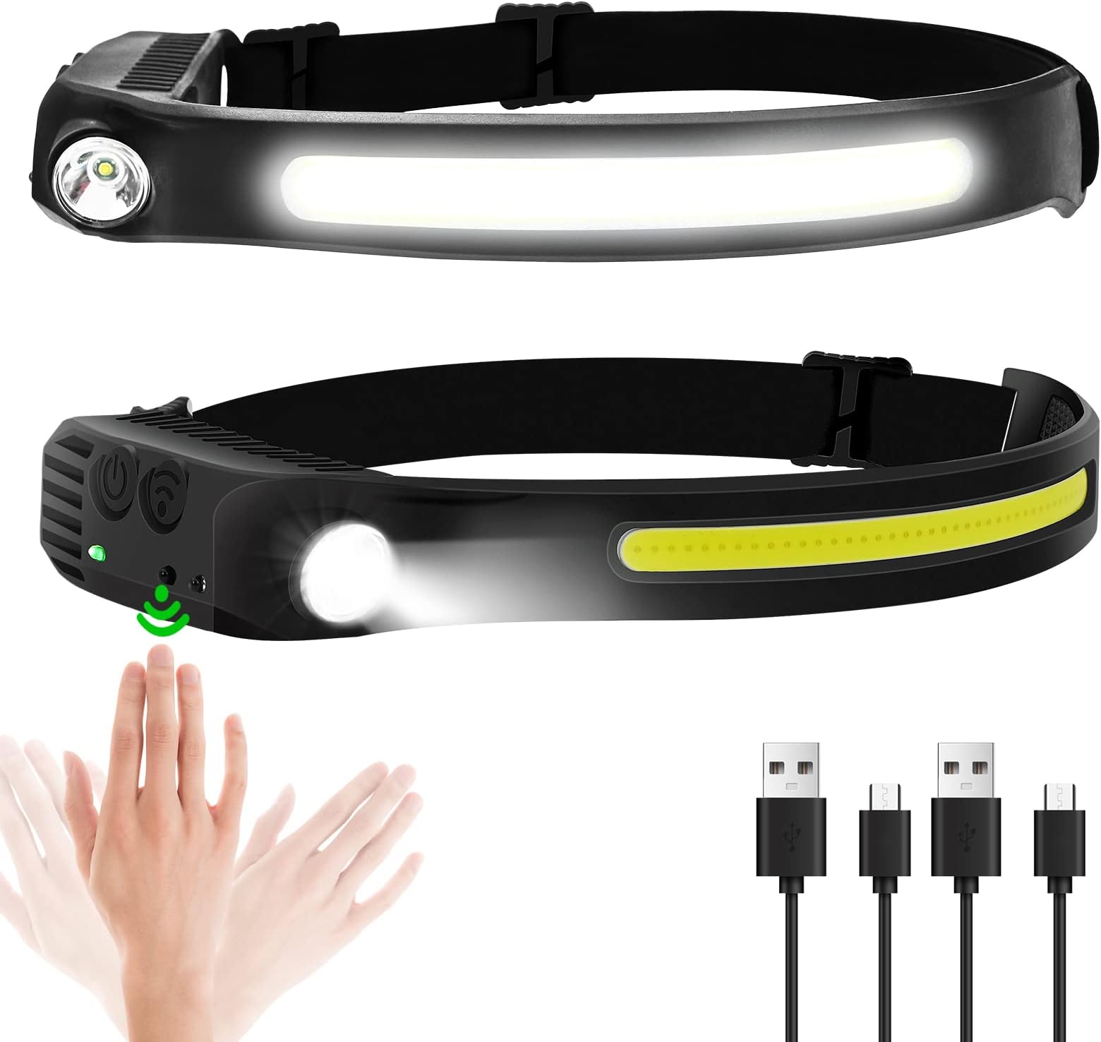 SUTOUG Rechargeable Headlamps with 230°Wide Beam Headlight, Motion ...