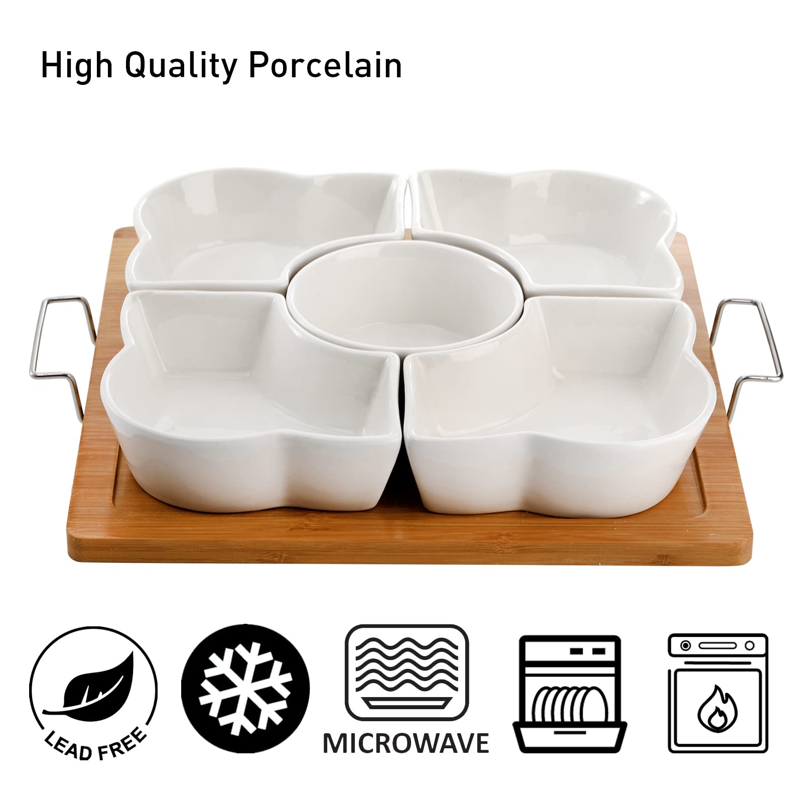 YOUEON Appetizer Serving Tray, Ceramic Divided Serving Tray, Divided ...