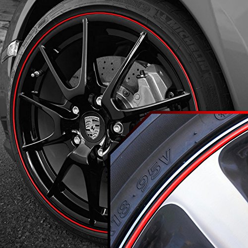 Upgrade Your Auto Wheel Bands Red in Black Pinstripe Rim Edge - Want It All