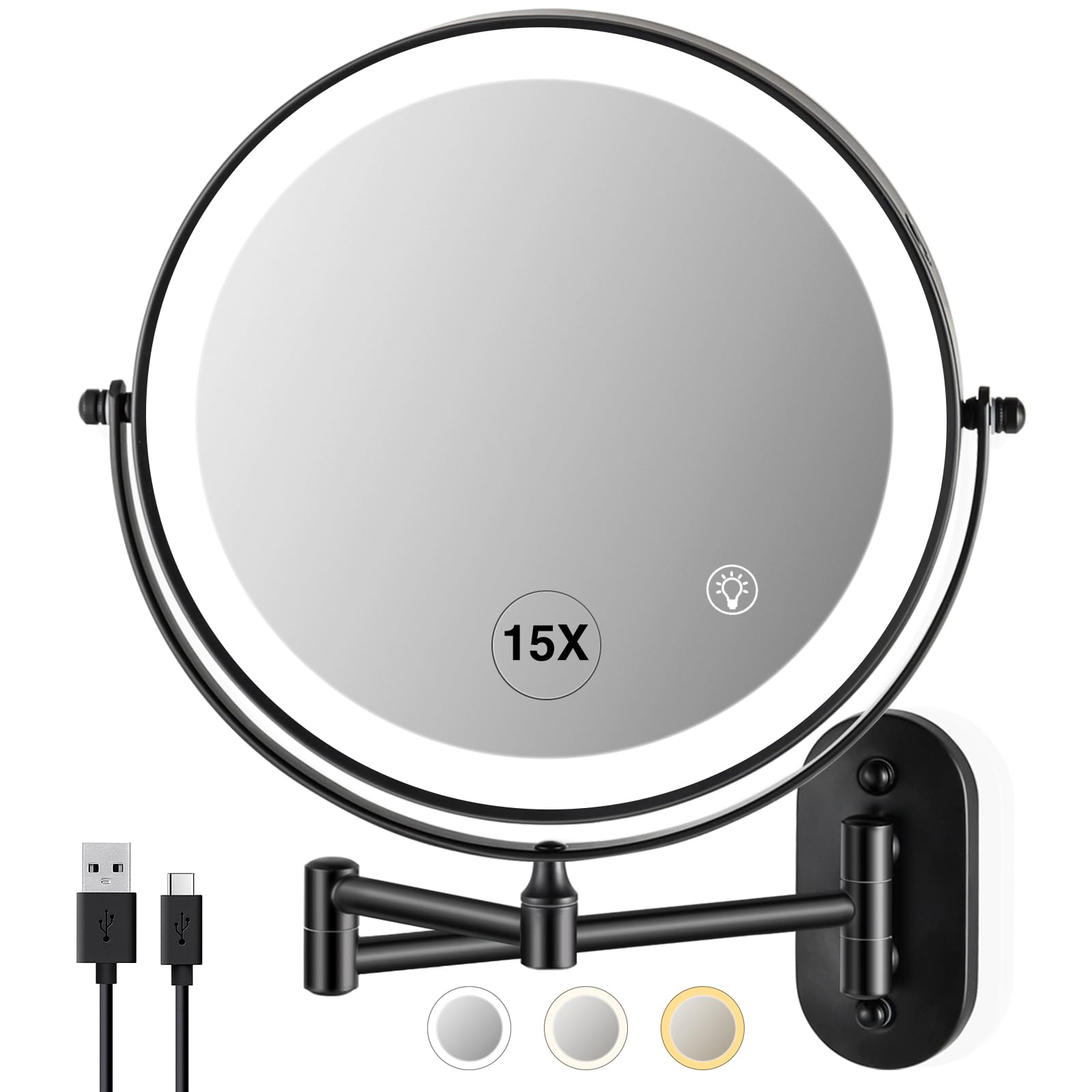 Amazon.com - GREENFROM Magnifying Mirror with Lights 1x/15x ...