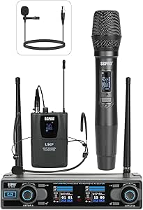 Amazon.com: SGPRO Dual Channel Wireless Microphone System - UHF Handheld, Bodypack, Head-Worn ...