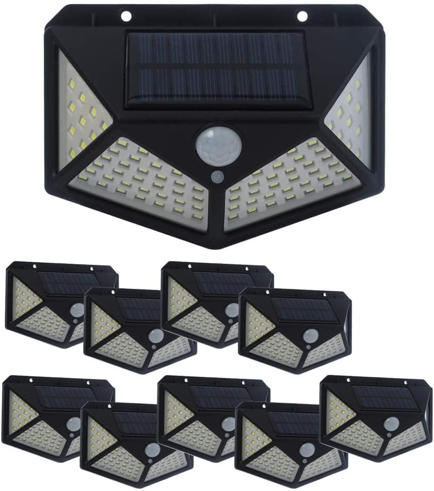 10 Pack 100 LEDs Solar Light Outdoor Sensor Light,3 Wireless Lighting ...