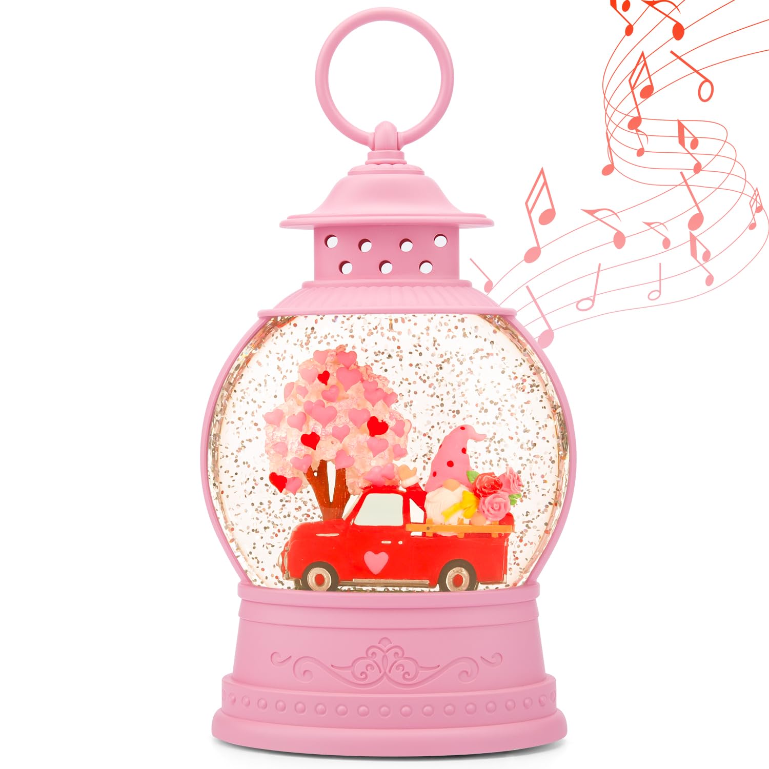 Amazon.com: Valentines Day Decor Musical Gnomes Snow Globe,Red Truck Gnomes Light Up Snow Globe ...