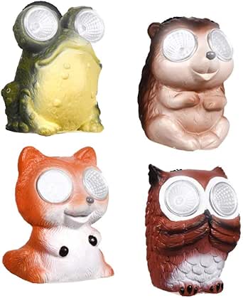 DT Woodland Animal Solar Lights, Box Set of 4: Owl, Frog, Squirrel and ...