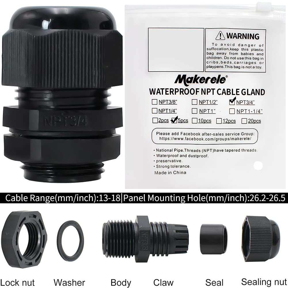 Snapklik.com : 5pcs Waterproof Adjustable 13-18mm Cable Connectors ...