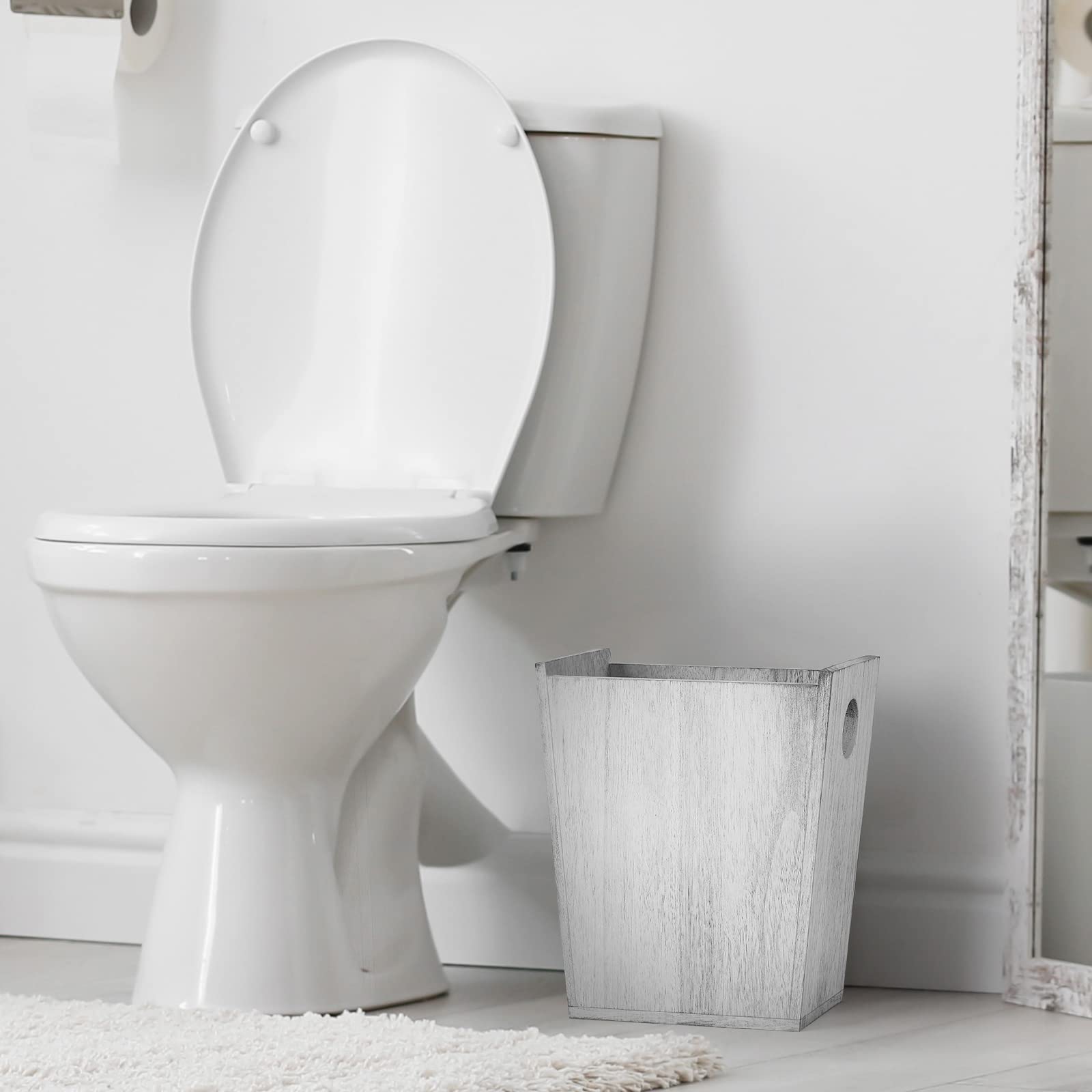 Snapklik.com : Trash Can Wood Bathroom Wastebasket Rectangular Trash ...