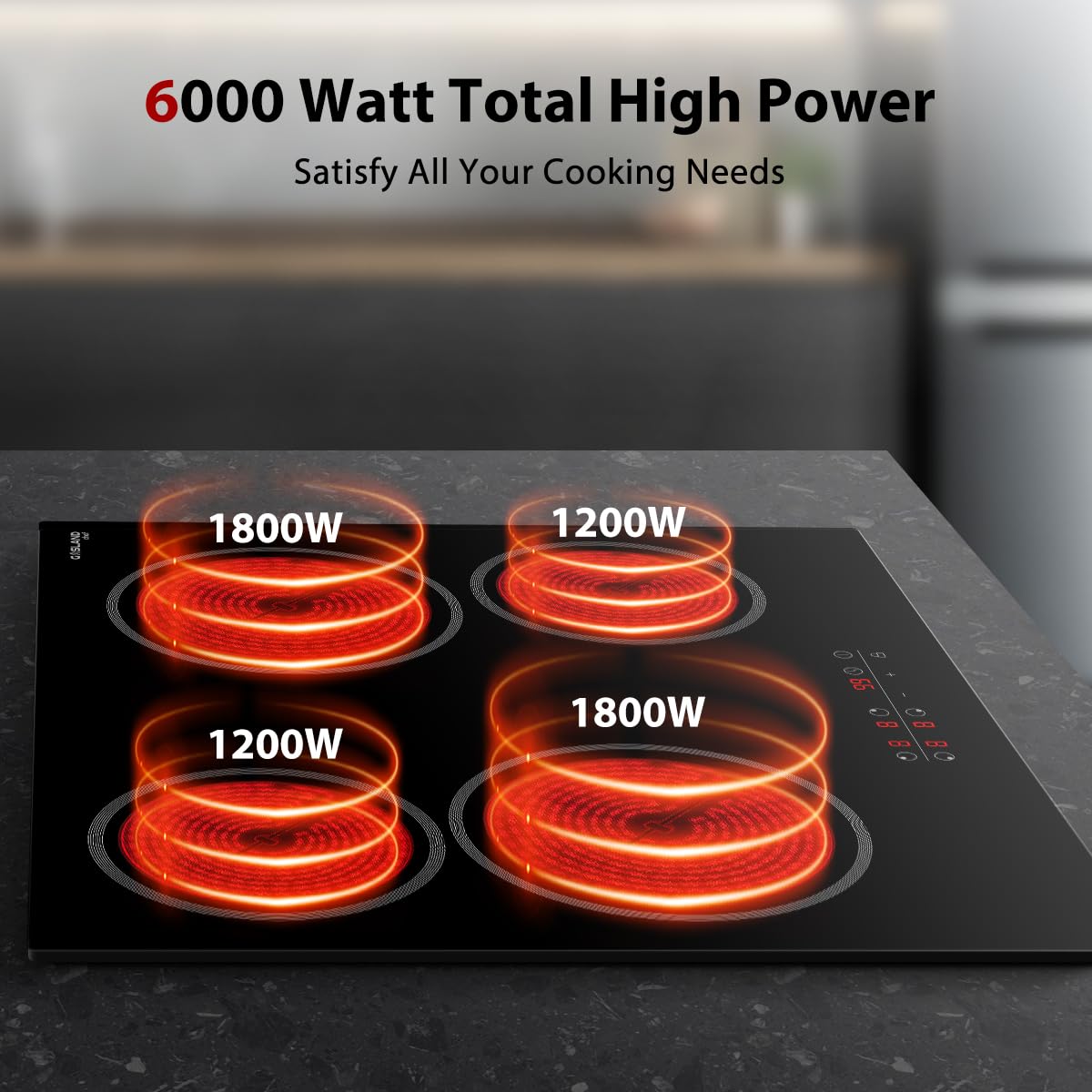GASLAND Chef 24 Inch Electric Cooktop 4 Burners, Radiant Ceramic ...