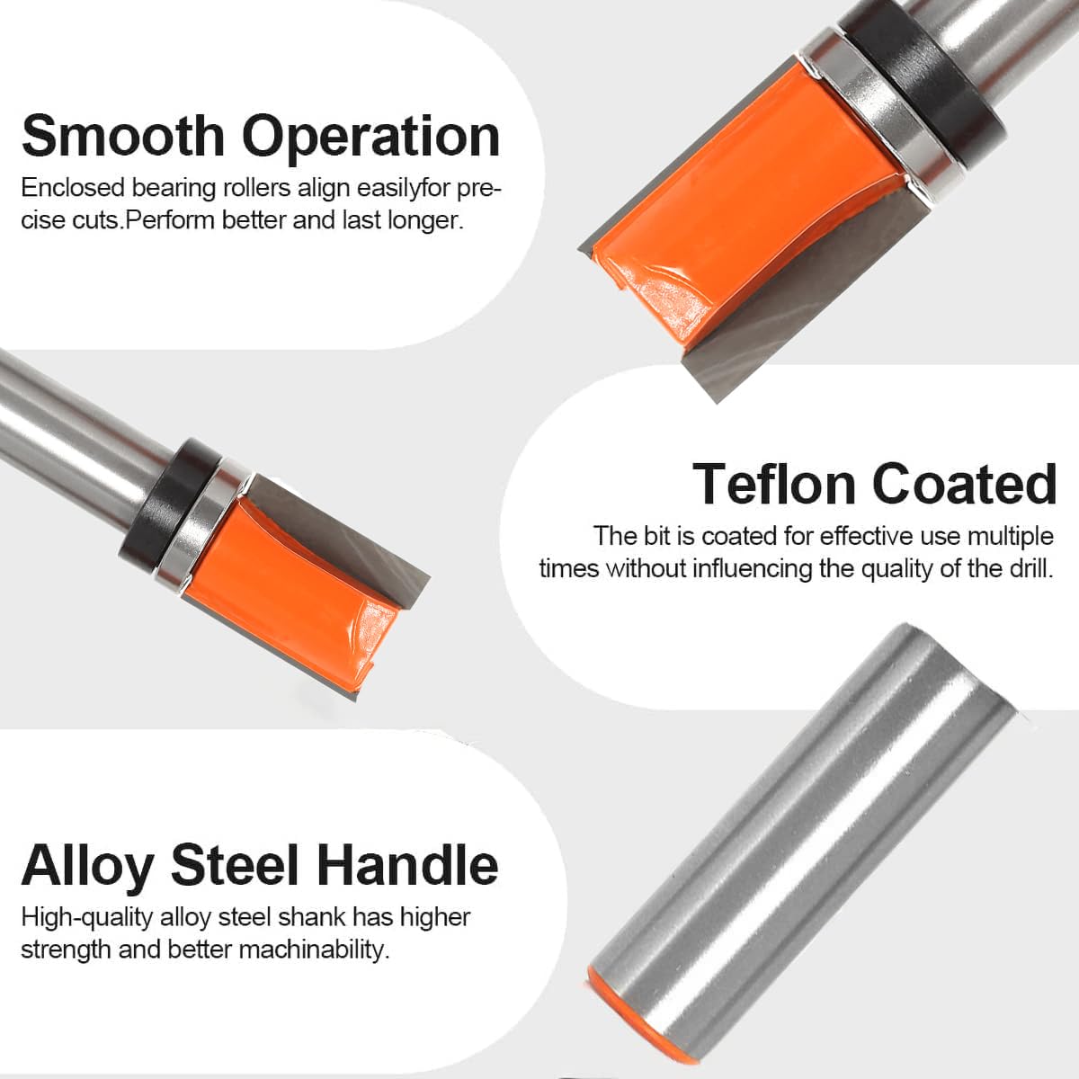 Akylin Flush Trim Pattern Router Bits 1/2 Inch Shank – Top Bearing ...