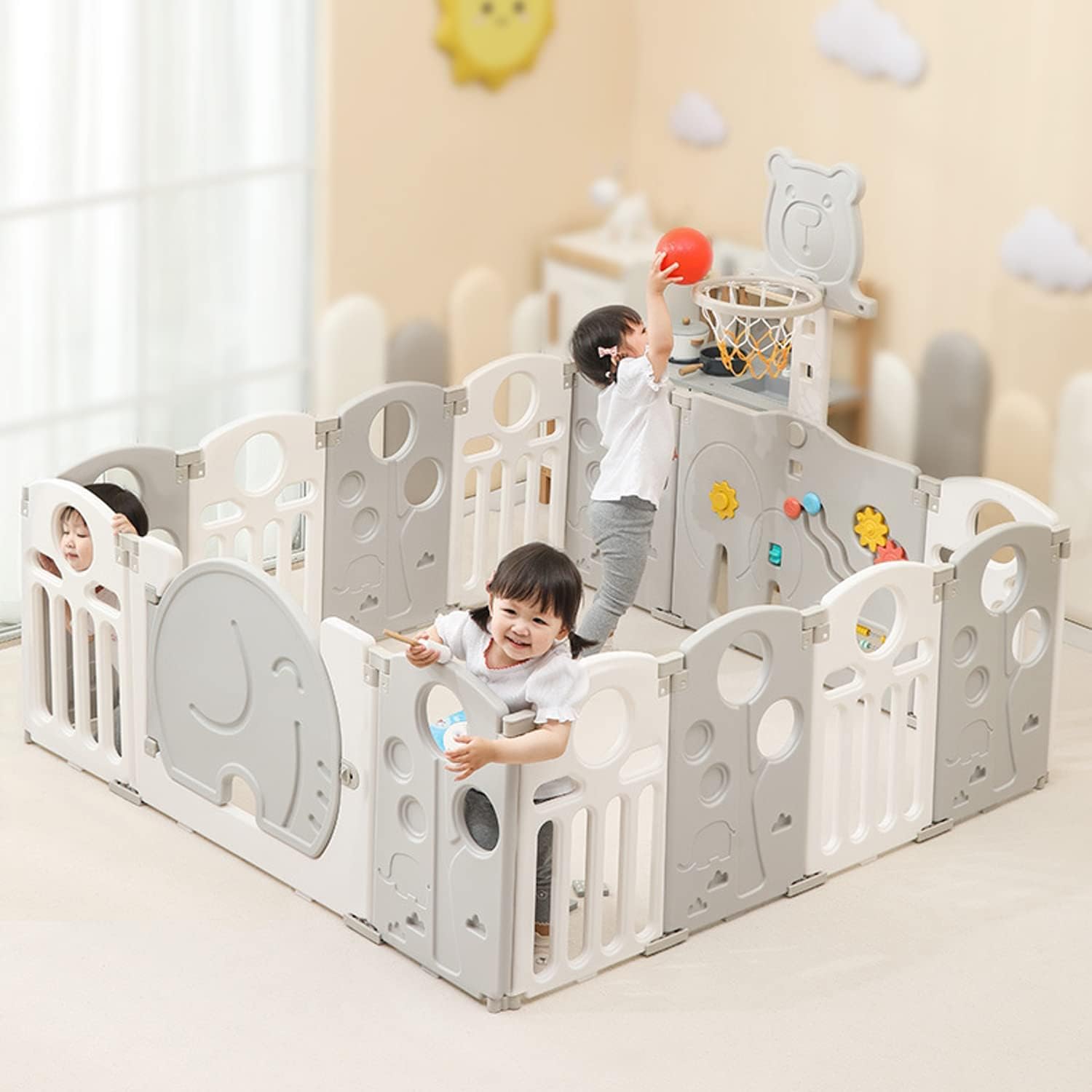 Buy Hukimoyo Playpen for Babies 16 Panel Play Area for Kids Indoor with ...