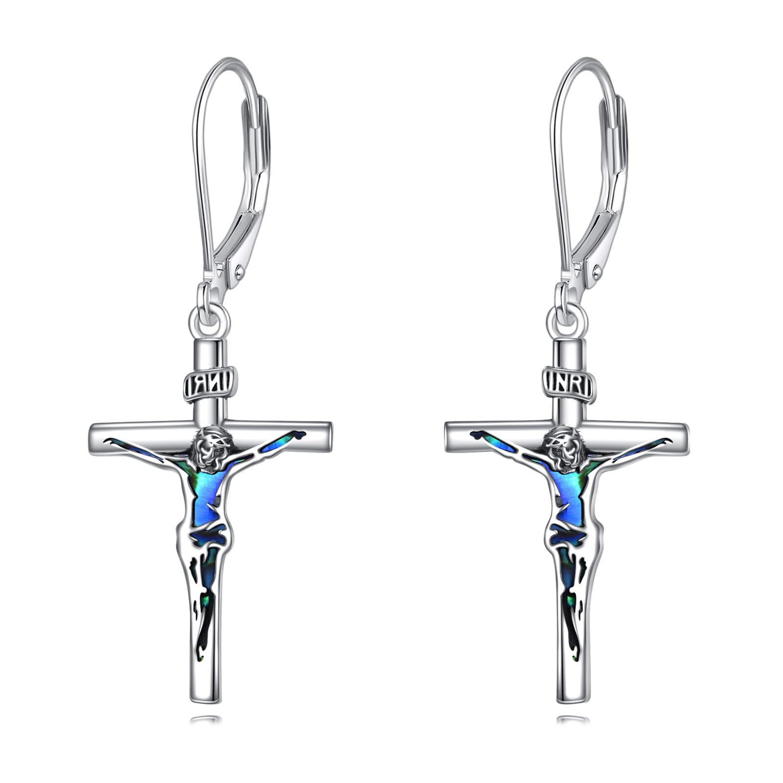 Snapklik.com : Crucifix Cross Earrings Sterling Silver INRI Cross ...
