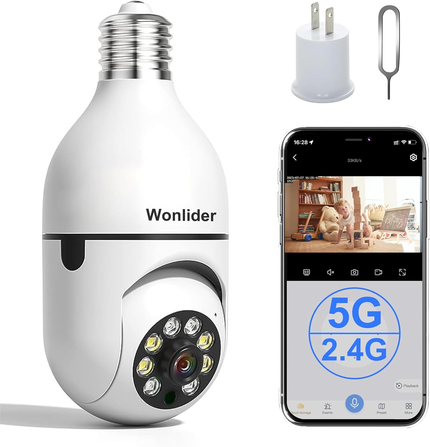 Amazon.com : Light Bulb Security Camera 5G/2.4G,PTZ 360° Panoramic ...