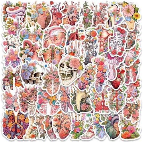 Amazon.com: Human Body Organs Floral Stickers - 50Pcs Waterproof Vinyl ...