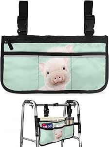 Amazon.com: Walker Bag Funny Cute Pig Wheelchair Bag Pink Piggy Farm ...