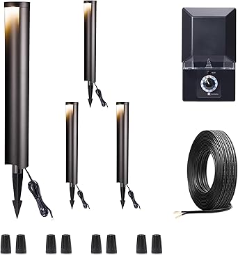 Varmtalys Landscape Path Lights Kit, 4 Pack 12V Low Voltage Black ...