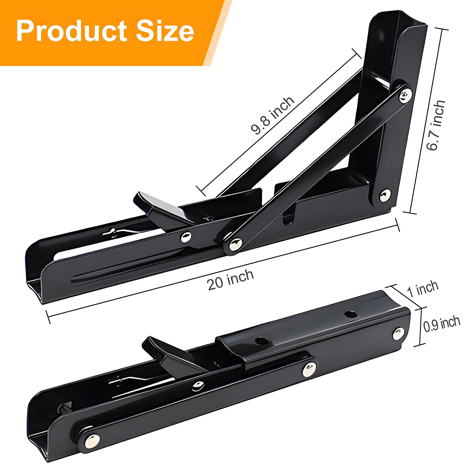 Snapklik.com : Metal Folding Shelf Brackets, 20 Inch Collapsible Heavy Duty Hanging Bracket For ...