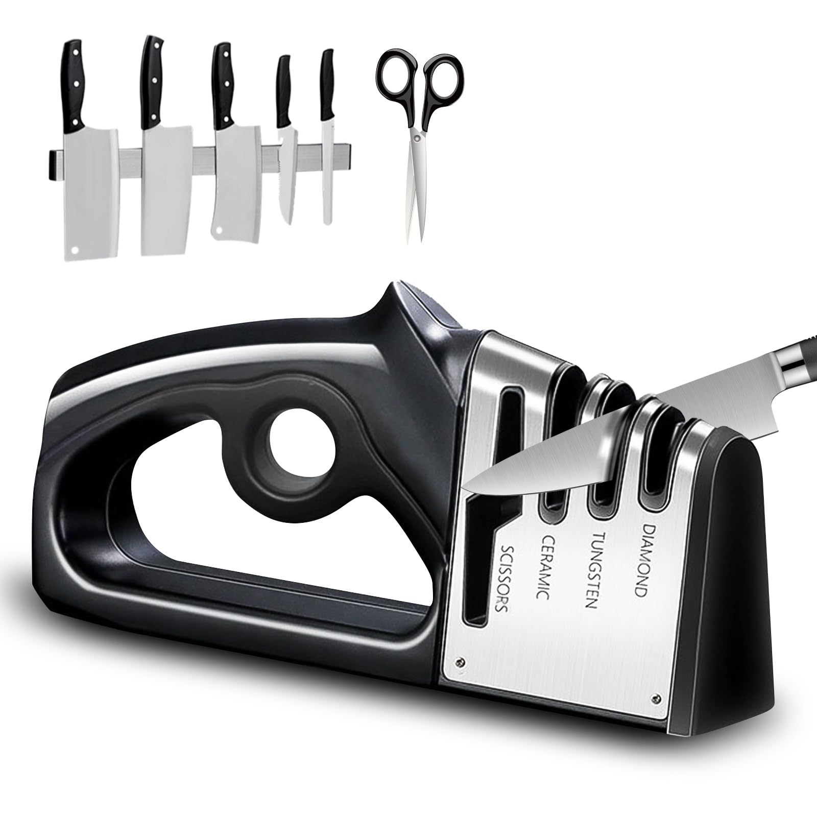 Kitchen Knife Sharpeners, Professional 4-in-1 Knife Sharpener, 4 Stage ...