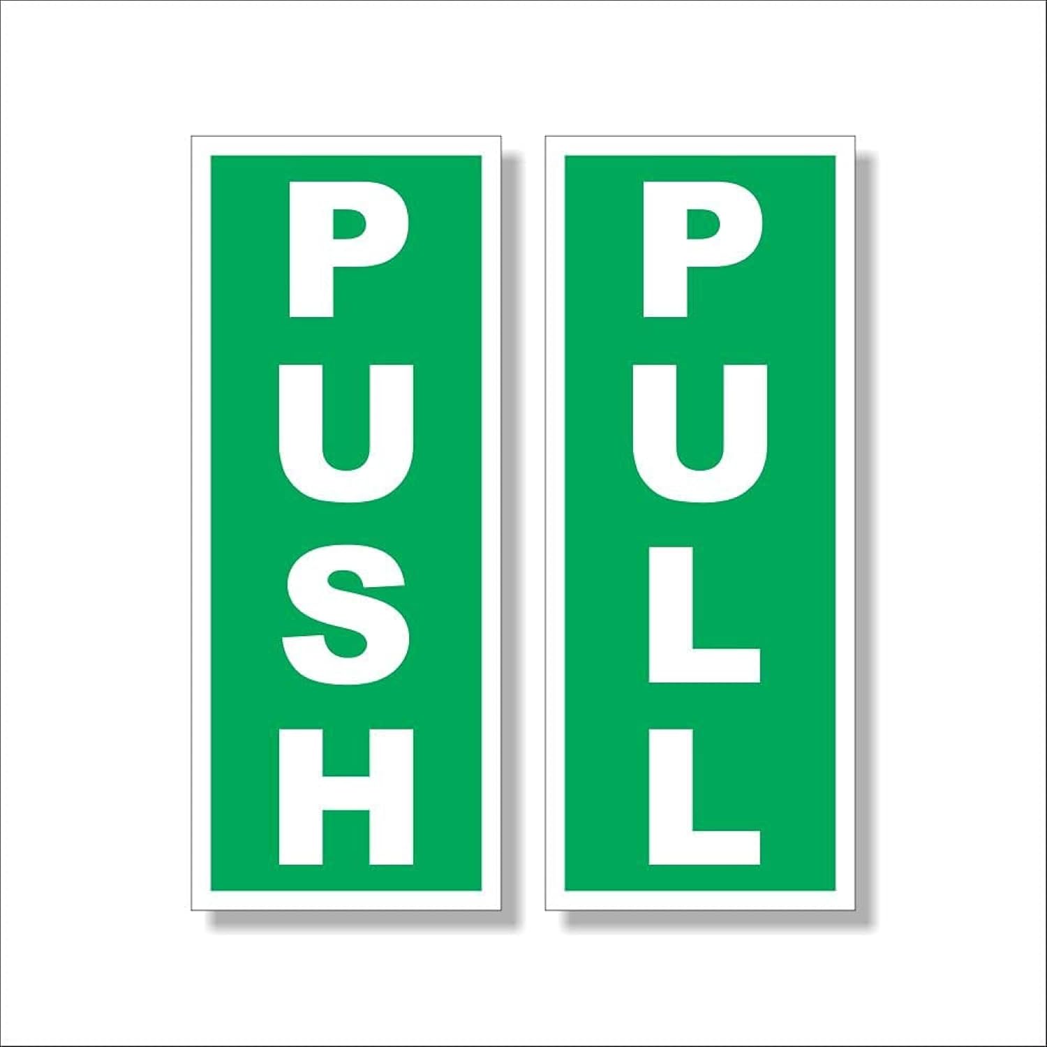 SIGN EVER Push Pull Sticker for Glass Doors Vinyl Decal Set of 5 Green ...