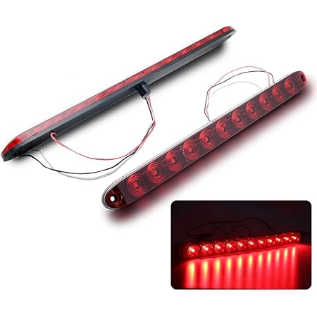 Riloer Car Rear Stop Light, Universal 12V 11 LED Third Tailgate High ...