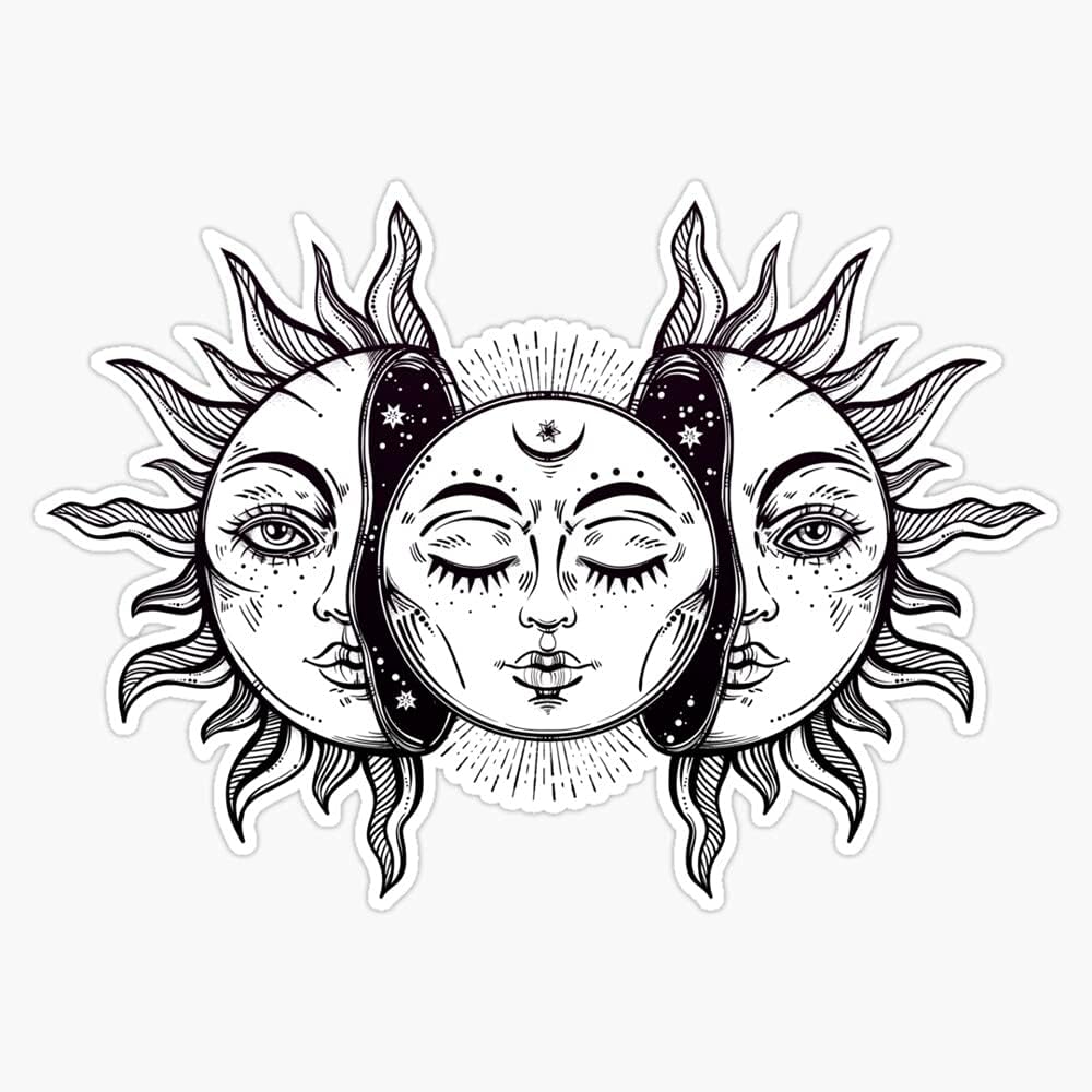 Amazon.com - Vintage Retro Sun And Moon Solar Eclipse Bumper Sticker ...