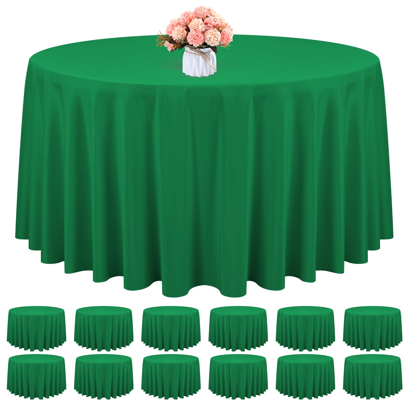 Amazon.com: REWOMC 12 Pack Round Tablecloth 120 Inch - Green Polyester ...