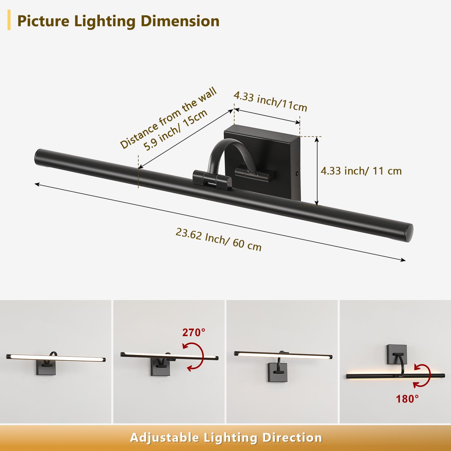 Snapklik.com : Black Picture Lights For Wall Hardwired LED Picture ...