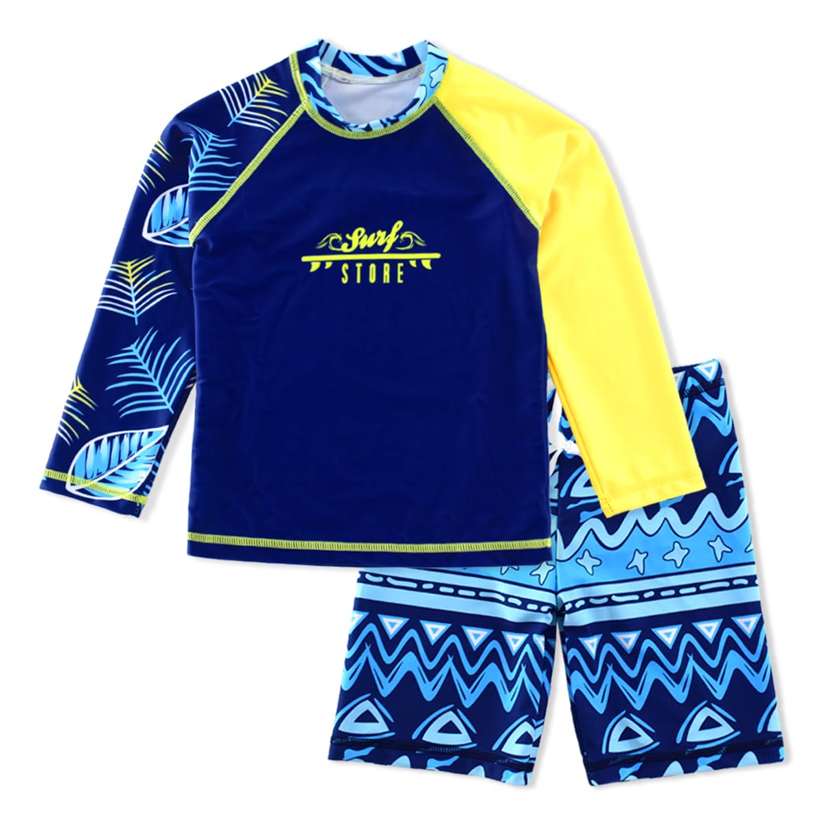 Snapklik.com : Boys Two Piece Rash Guard Swimsuits Kids Long Sleeve ...