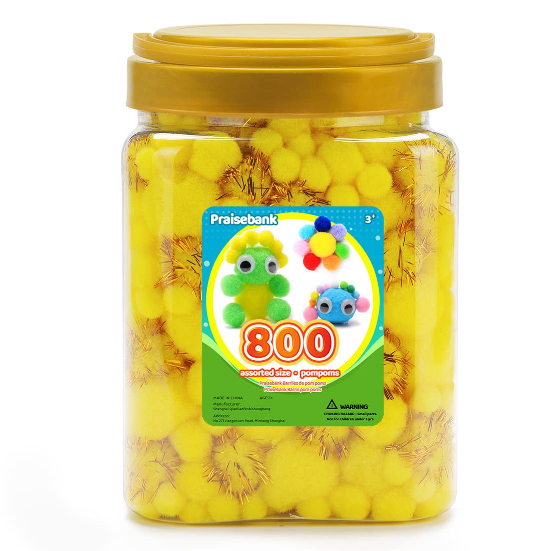 Snapklik.com : Yellow Pom Poms, 800pcs Assorted Size, Pom Poms For Arts ...