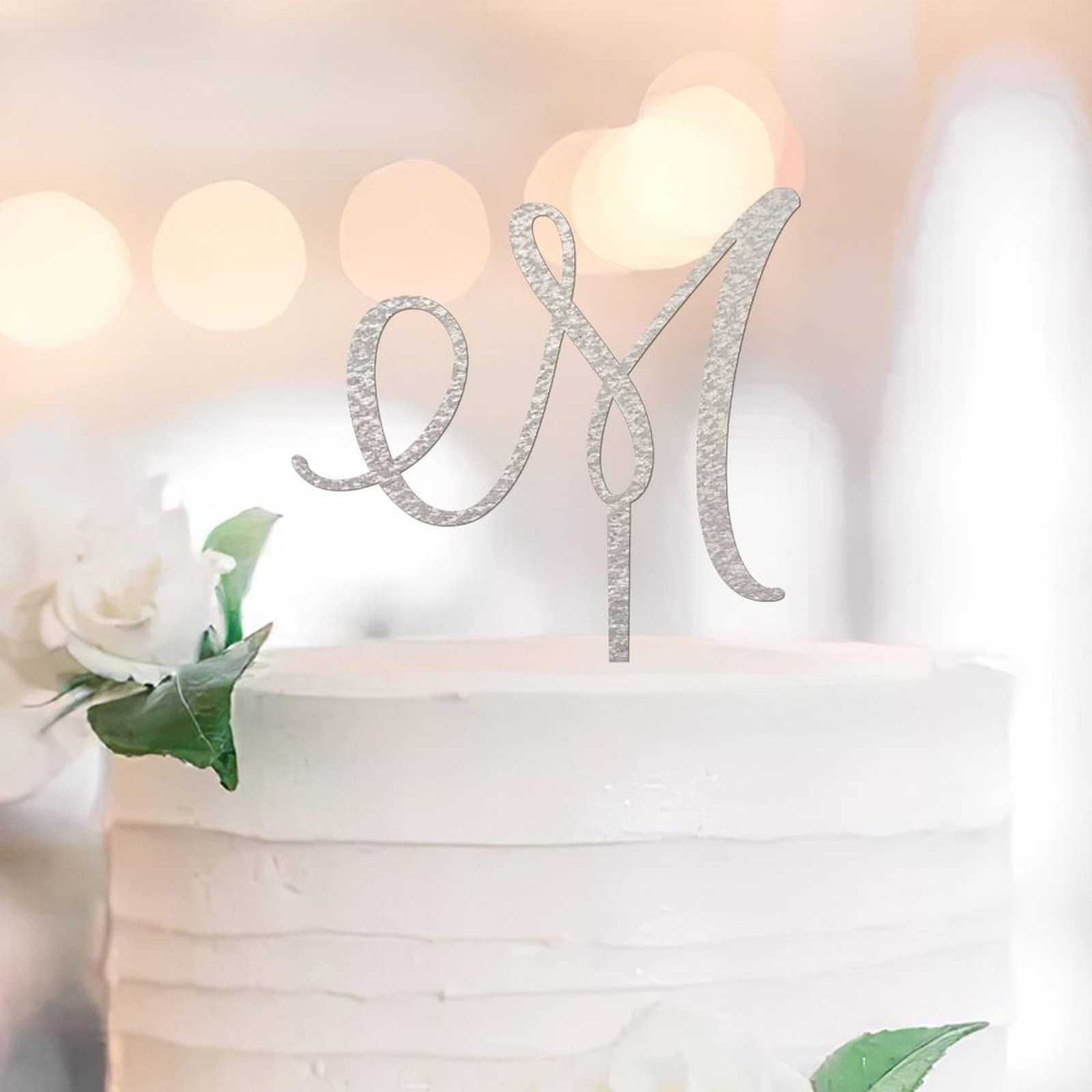 Letter M Wedding Cake Toppers Wreath Cake Topper – Alight Custom