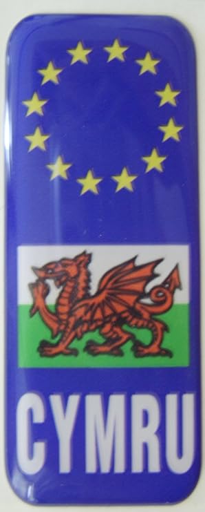 Wales Cymru Welsh Flag and EU Flag Raised Car Number Plate Sticker Euro ...