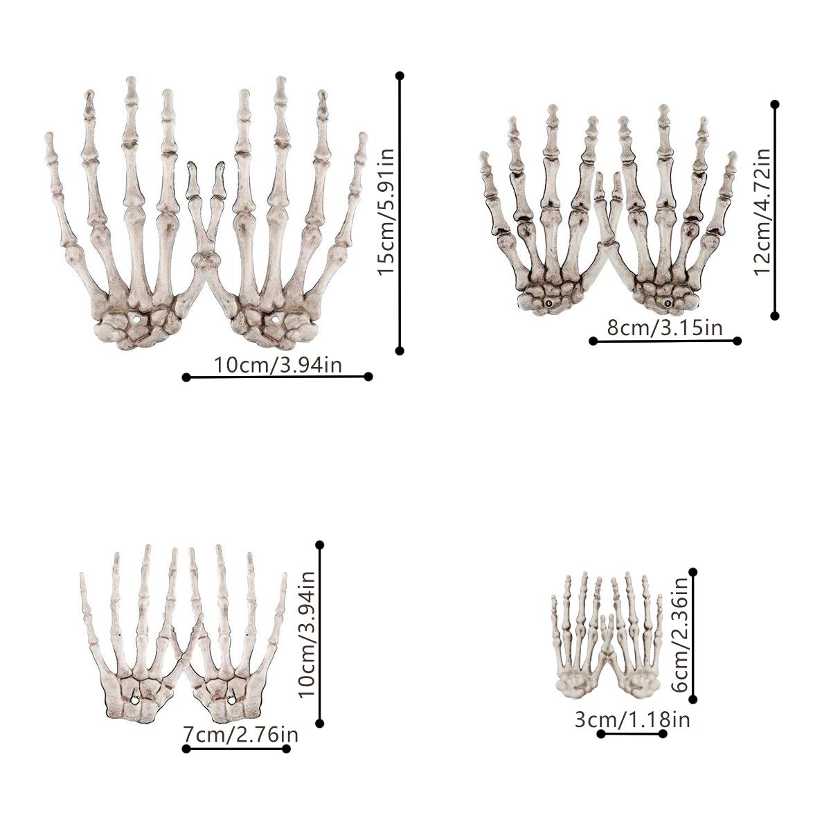 8 Pack Halloween Skeleton Hands Realistic Life Size Severed Plastic ...