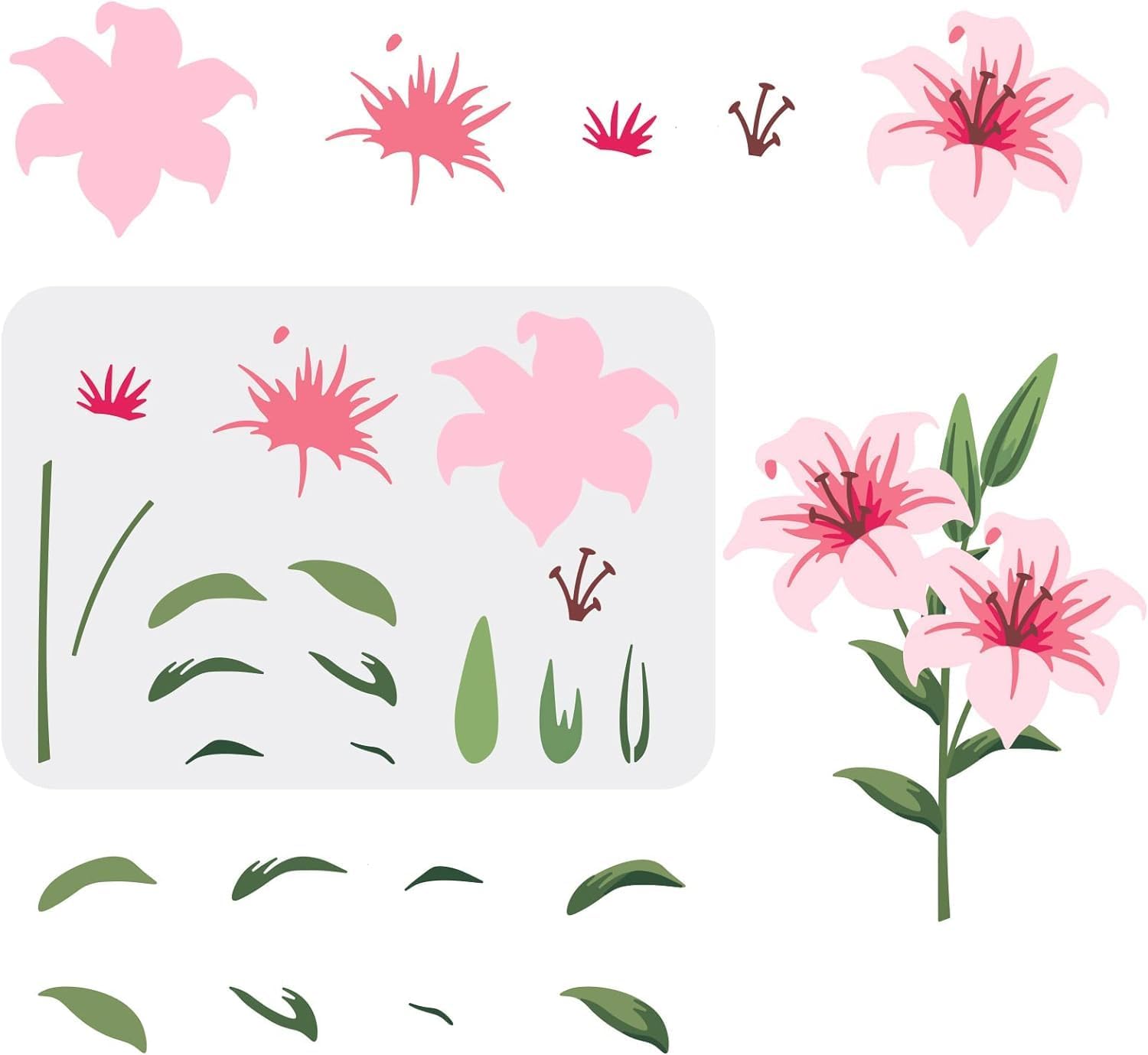 MAYJOYDIY Layered Flower Stencils Lily Flower Drawing Painting Stencils ...