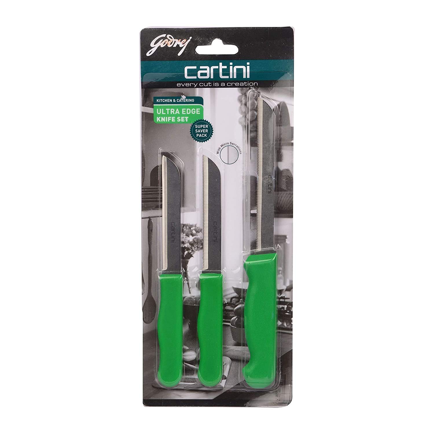 Buy Cartini Godrej Cartini Ultra Edge Knife Set, 3 Pieces (Green ...