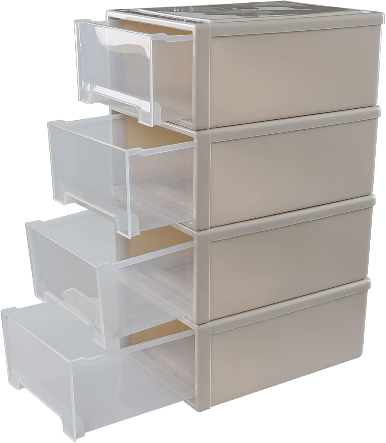 Farmoon 4 Pack Chest of Drawers, 17.5 Quart Plastic Storage Drawer Box ...