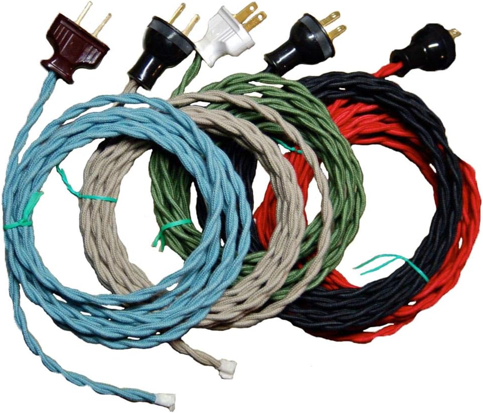 Amazon.com: 8' Twisted Cloth Covered Wire & Plug, Vintage Light Rewire ...