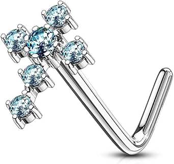 Amazon.com: IMPULSE Piercings CZ Cross 316L Surgical Steel L Bend Nose ...