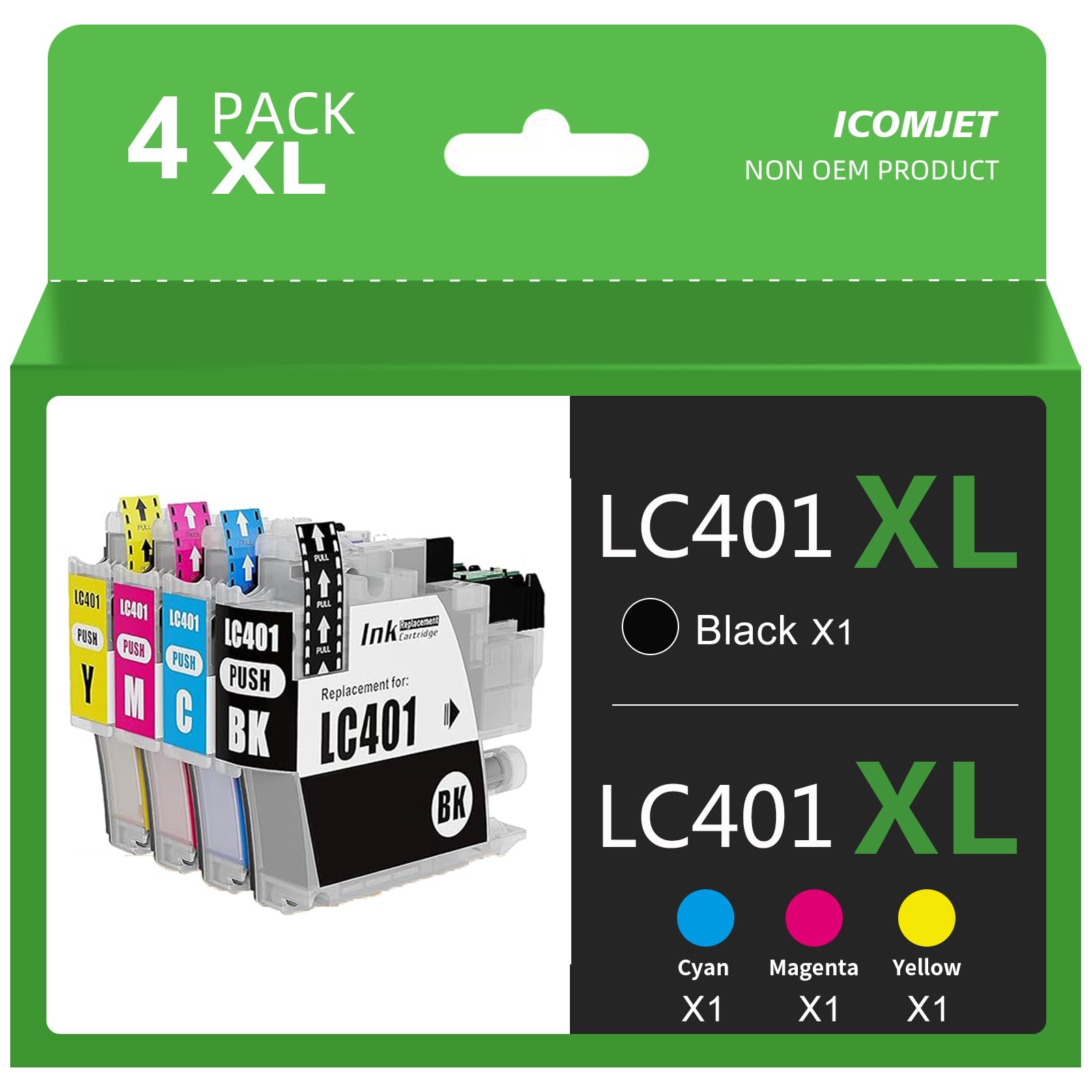 Amazon.com: ICOMJET LC401 XL Compatible Ink Cartridges Replacement for ...