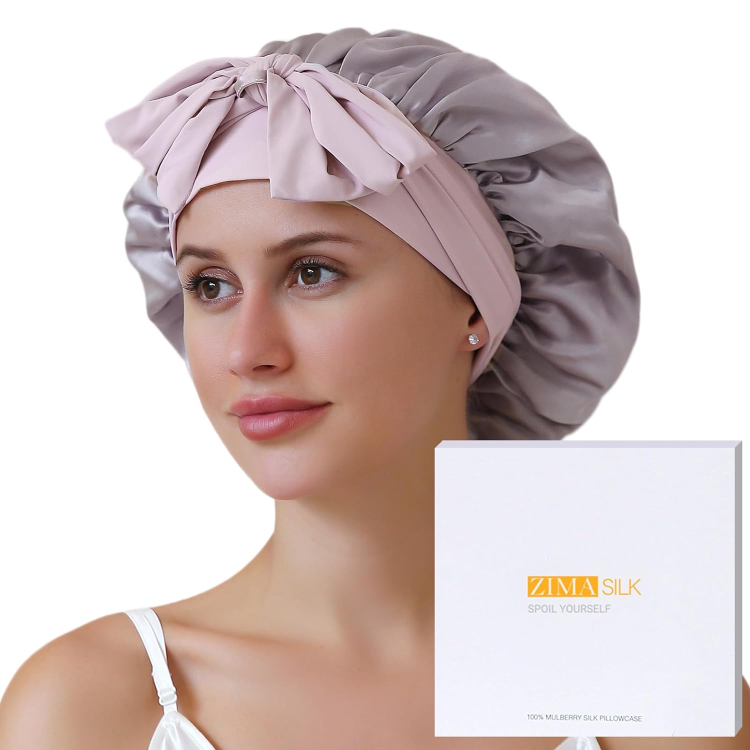 Amazon.com : ZIMASILK 19 Momme 100% Mulberry Silk Bonnet for Sleeping ...
