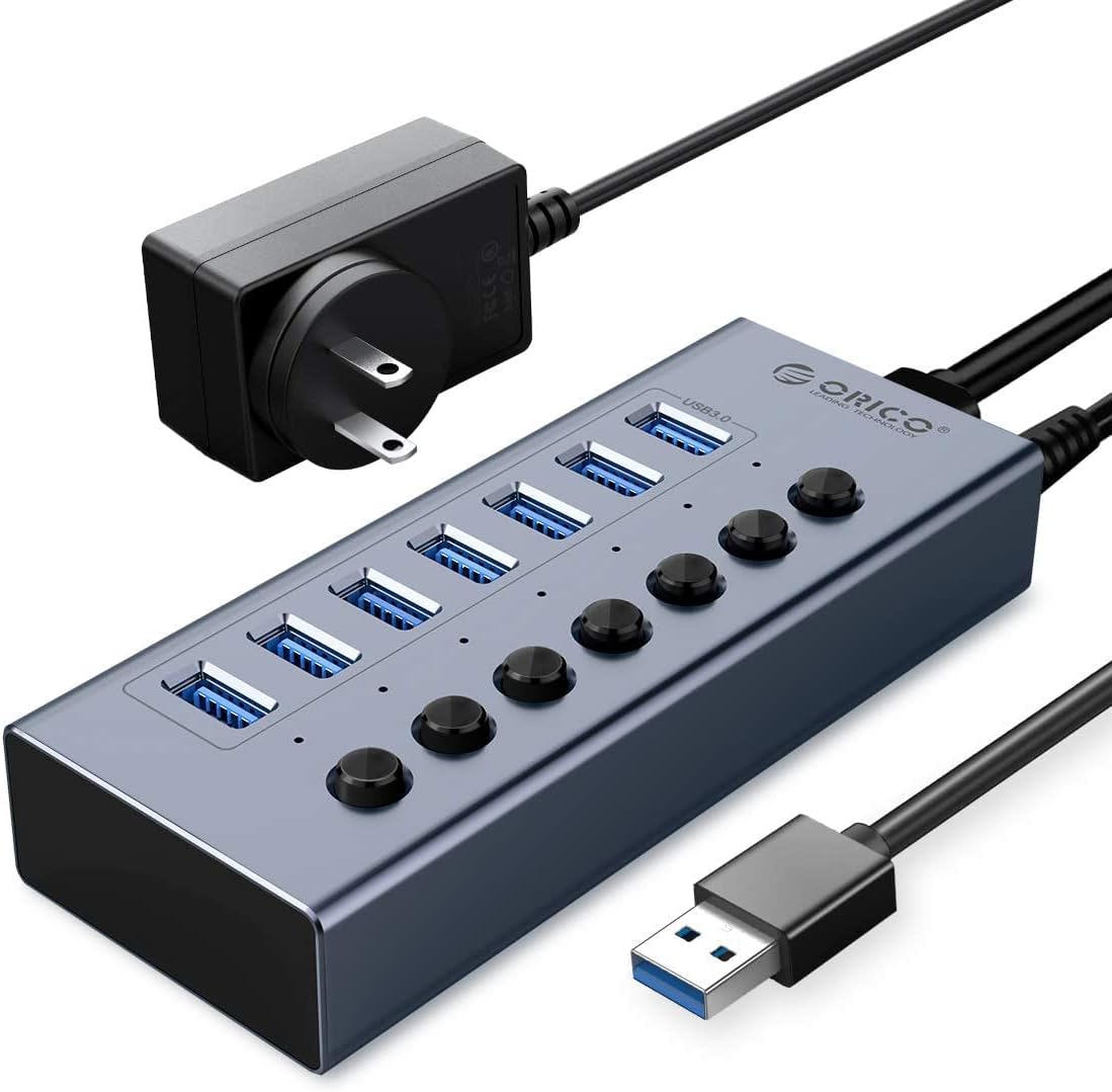 Amazon.com: ORICO 7 Port BC 1.2 Aluminum Alloy USB3.0 Hub + Quick Charge with Individual ...
