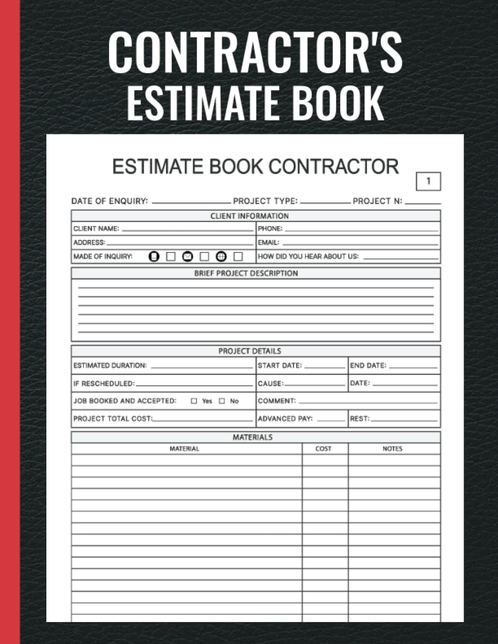Estimate Book Contractor: Job Estimate Quote Record Book with Client ...