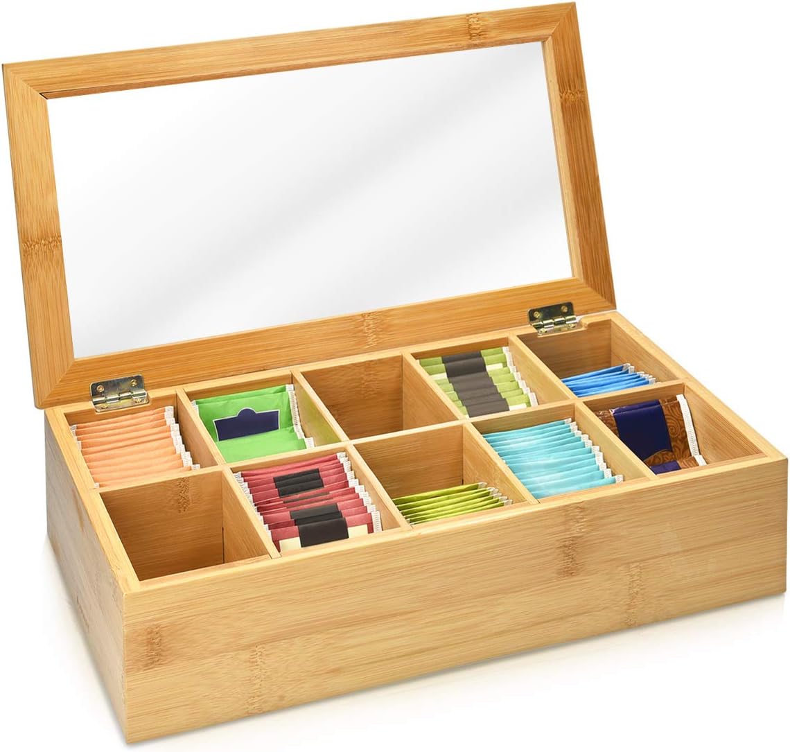Rayher Tea storage box with 12 compartments, wooden Tea Chest : Amazon ...