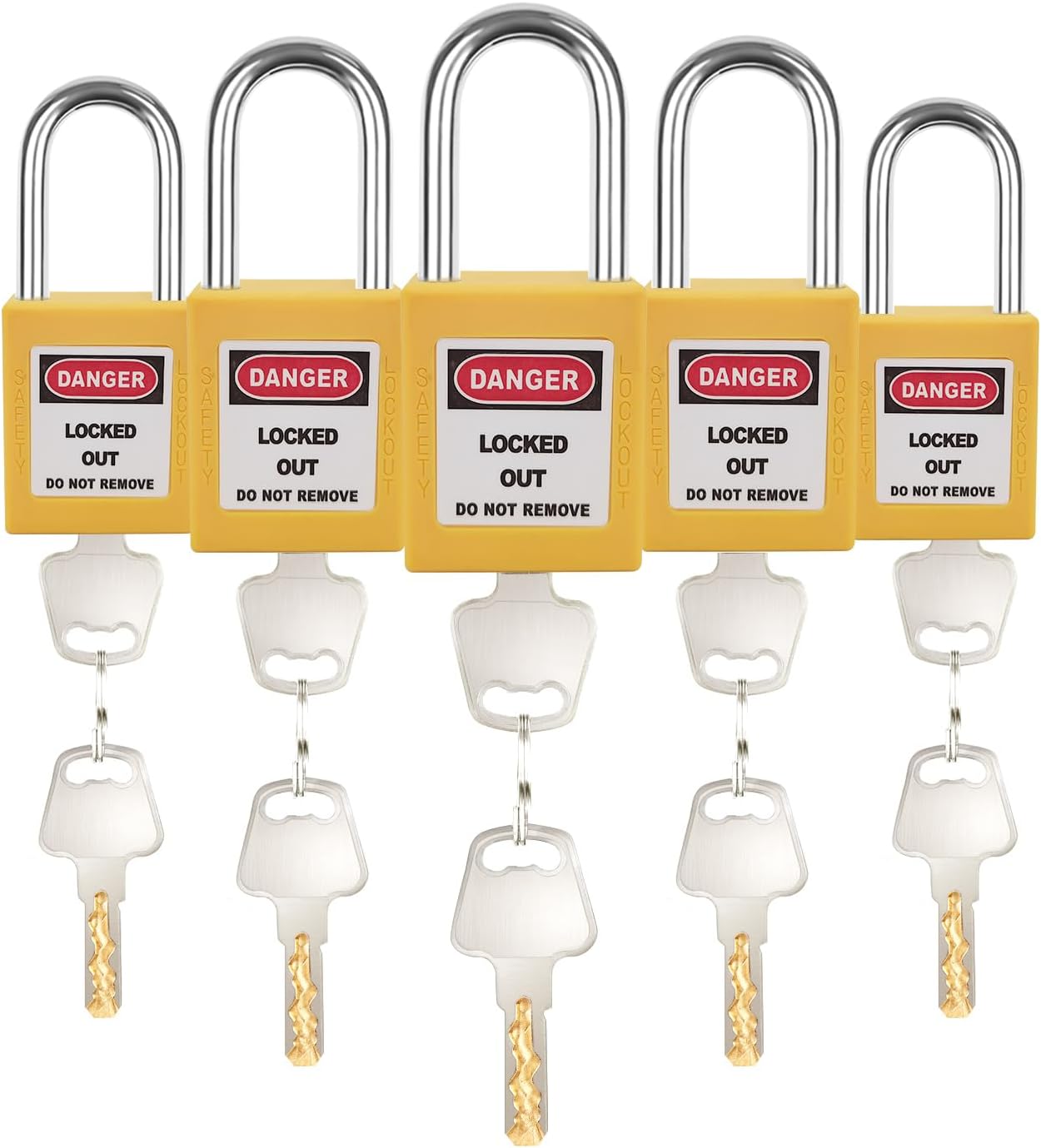 BULANGDI Lockout Tagout Locks Set (5pcs, Yellow) - Keyed Different, 2 ...