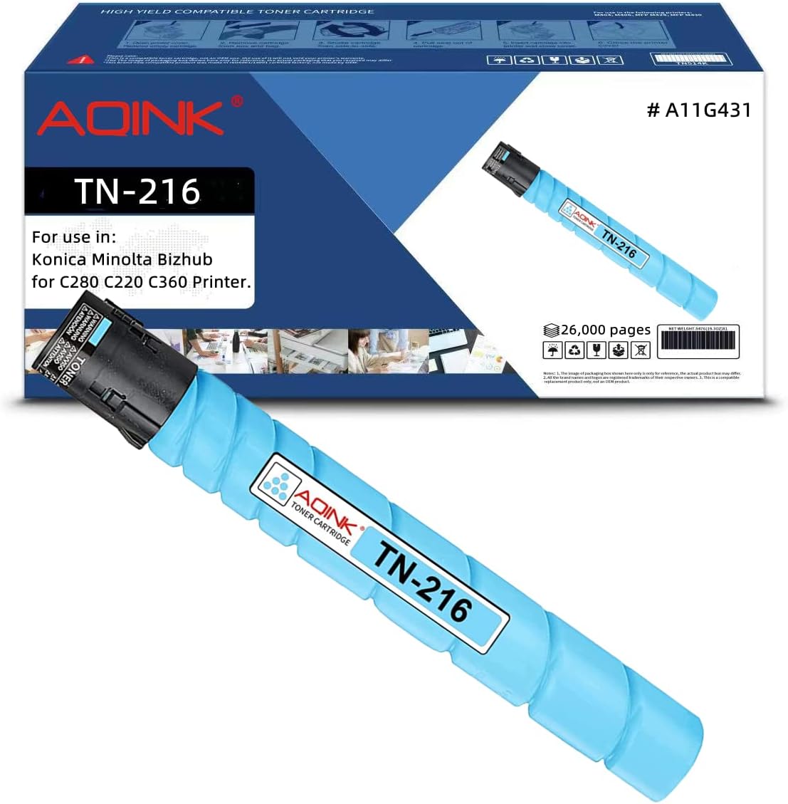 Amazon.com: AQINK TN216C A11G431 Cyan High Yield Toner Cartridge ...
