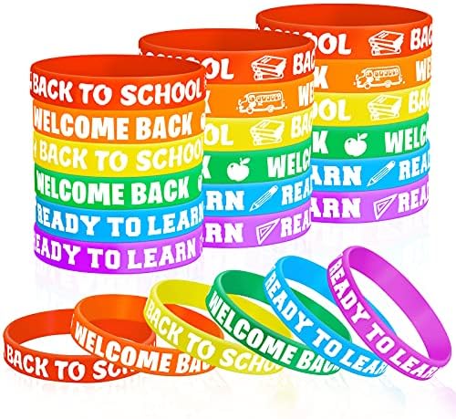 Amazon.com: 36 Pcs Welcome Back to School Bracelets Silicone Wristbands ...