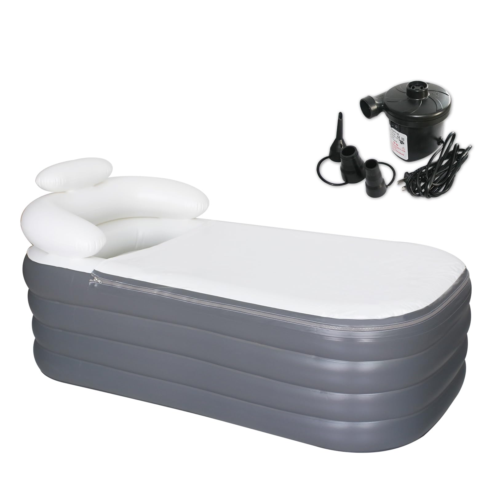 B&Y Inflatable Soaking Bathtub for Adult, 64'' Large Portable Ice Bath ...