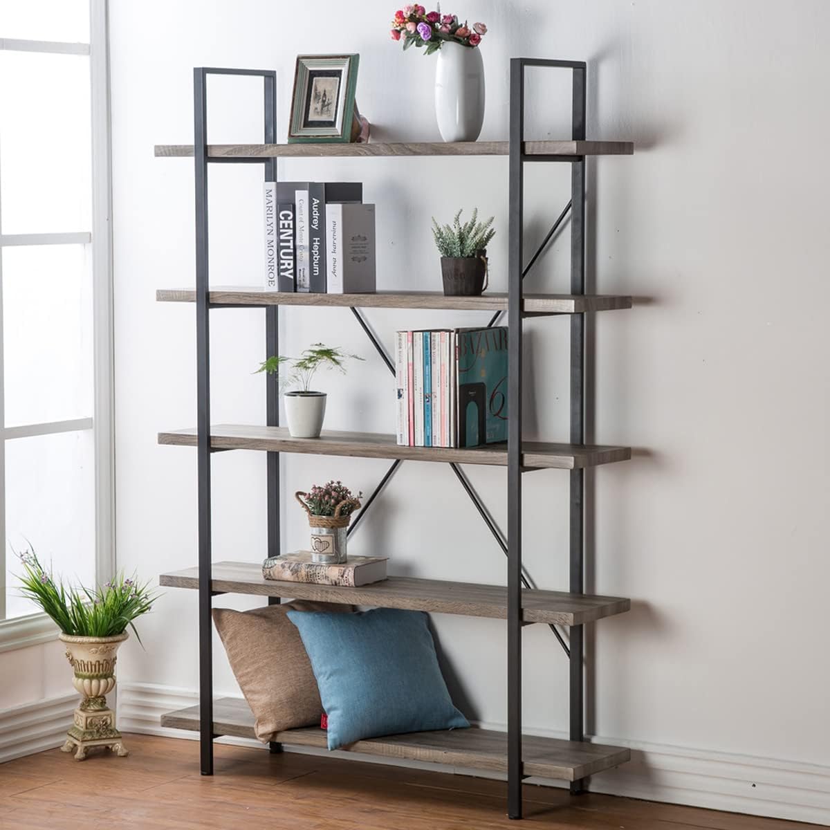 Amazon.com: Crestview Collection Industria Metal and Wood Bookcase ...