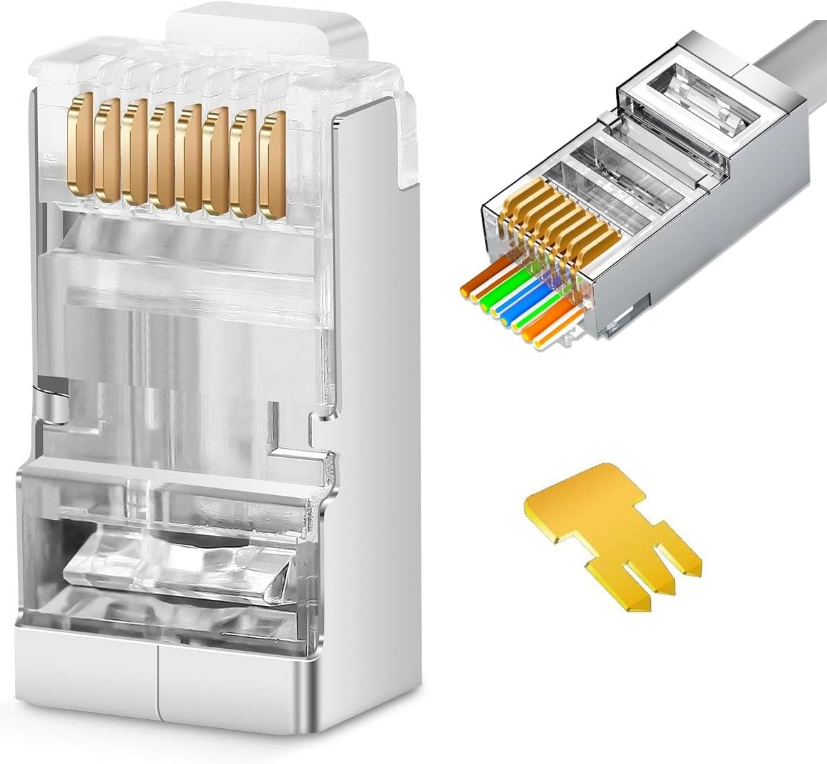 ELECDON RJ45 CAT5 CAT6 Pass Through Connectors - Pass Through Modular ...