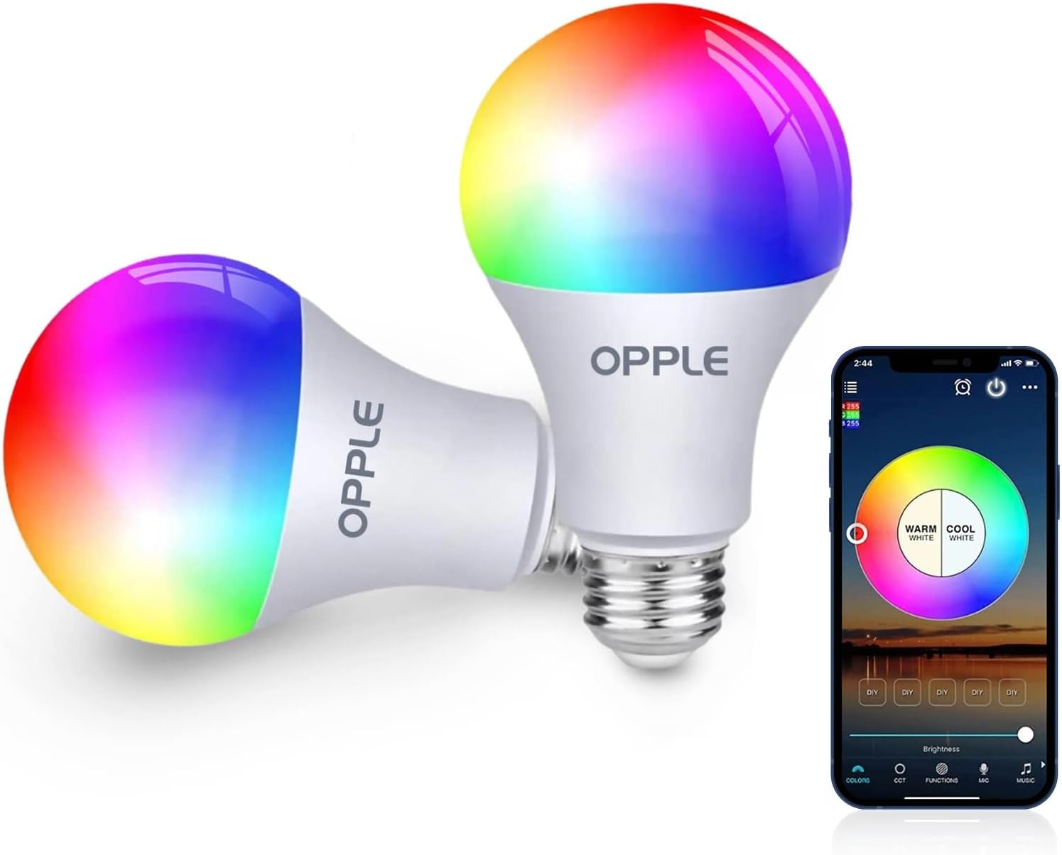 OPPLE Smart Light Bulbs, 60W Equivalent WiFi Bluetooth Dimmable LED RGB ...