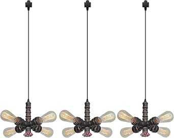 Kiven H-Type Track Lighting, 3-Light Industrial Halo Track Pendant ...