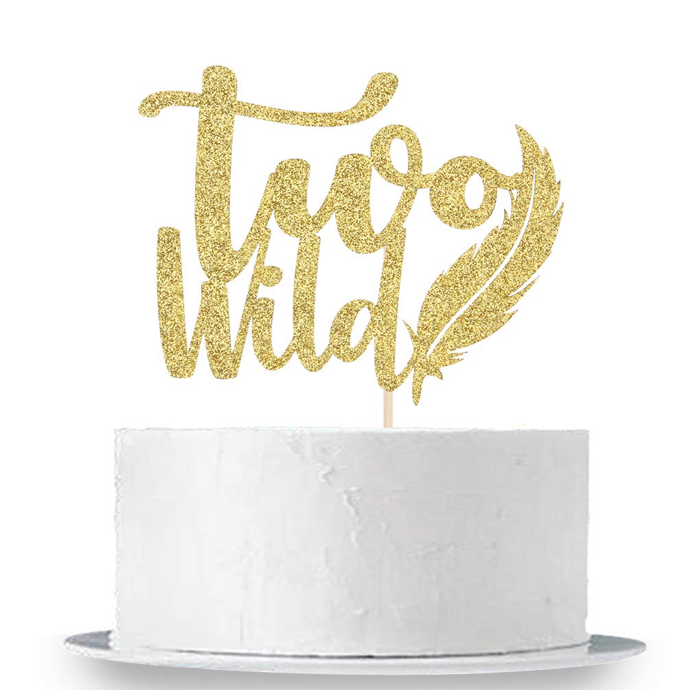 Buy Two Wild Cake Topper , Gold Glitter Happy 2nd Birthday Cake Topper ...